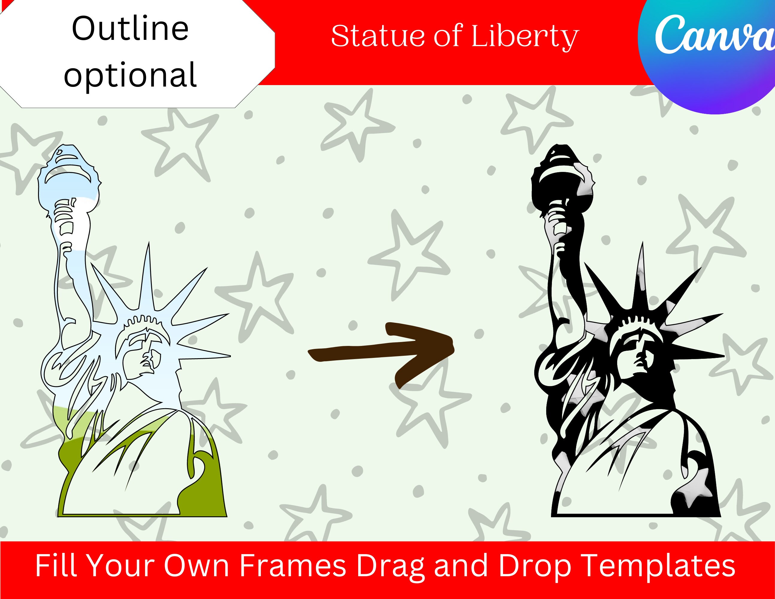 Statue of Liberty Canva Frames, Commercial and Personal, Custom ...