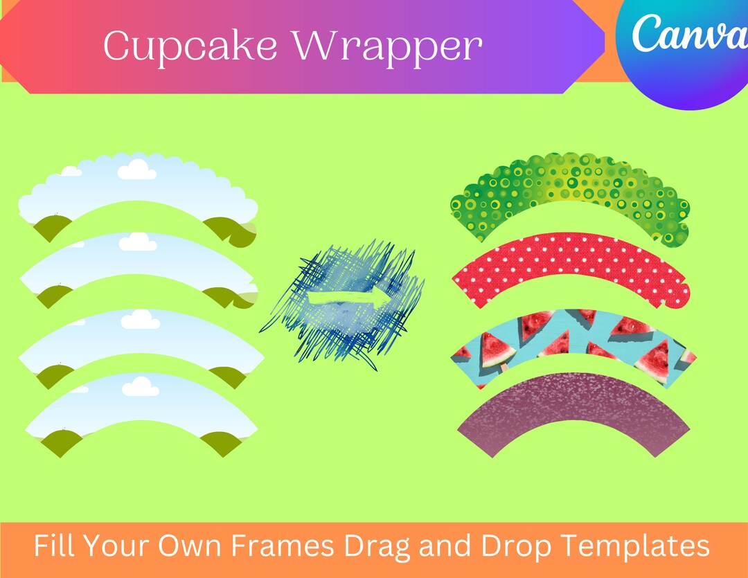 Cupcake Wrapper Canva Frames, 4 Designs, Commercial and Personal ...