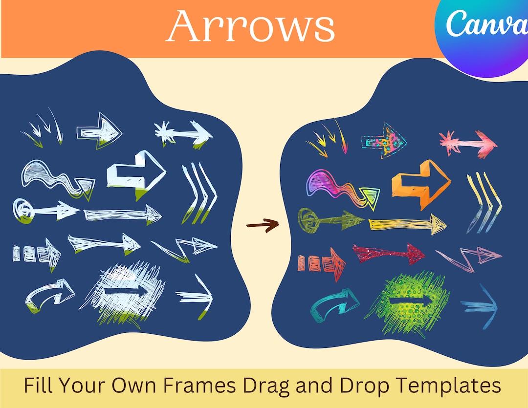 Scribble Arrows Canva Frames, Commercial and Personal, Custom Fillable ...