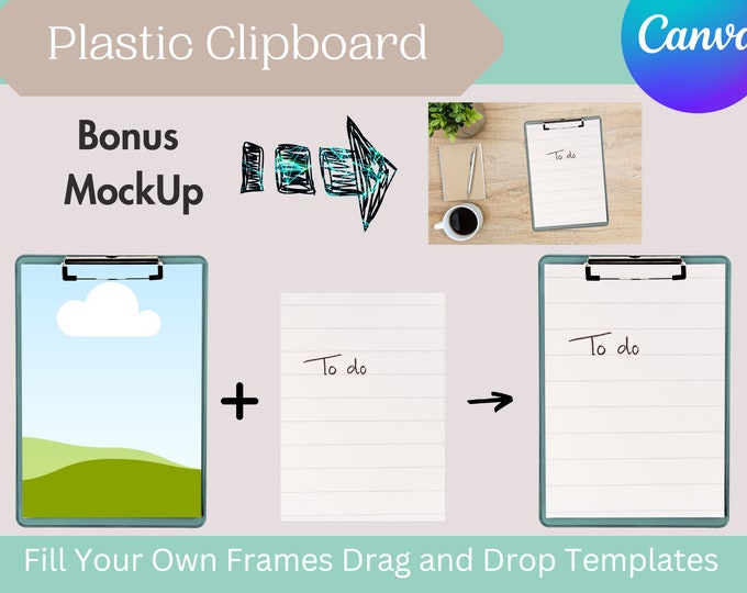 Plastic Clipboard Canva Frame and Mockup, Commercial and Personal ...