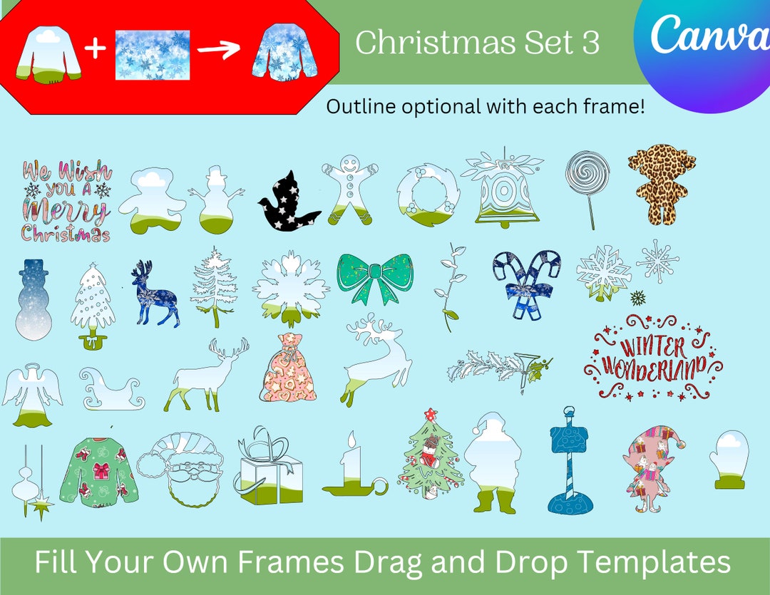 Christmas Canva Frames, Commercial and Personal, Custom Fillable ...