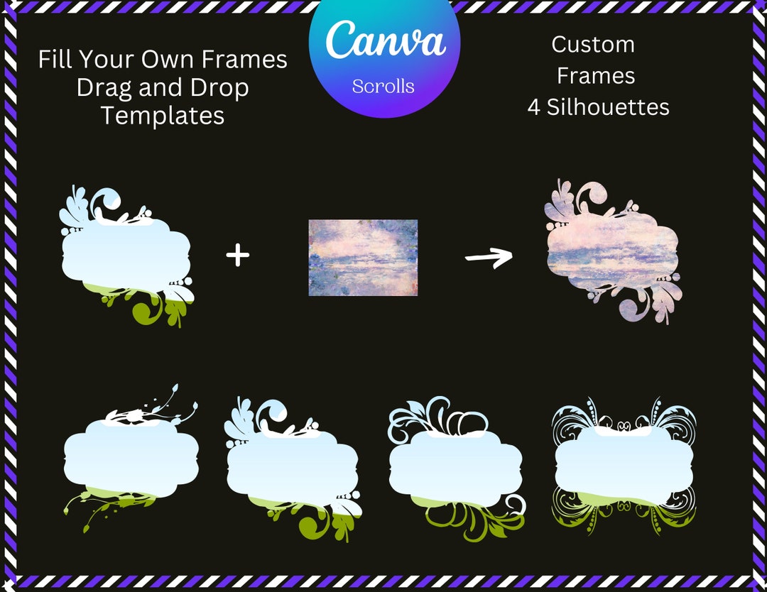 Fancy Scrolls Canva Frames, Commercial and Personal, Custom Fillable ...