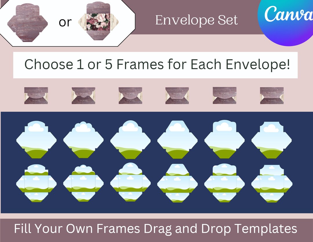 Envelope Frames Set, Commercial and Personal, Custom Fillable ...