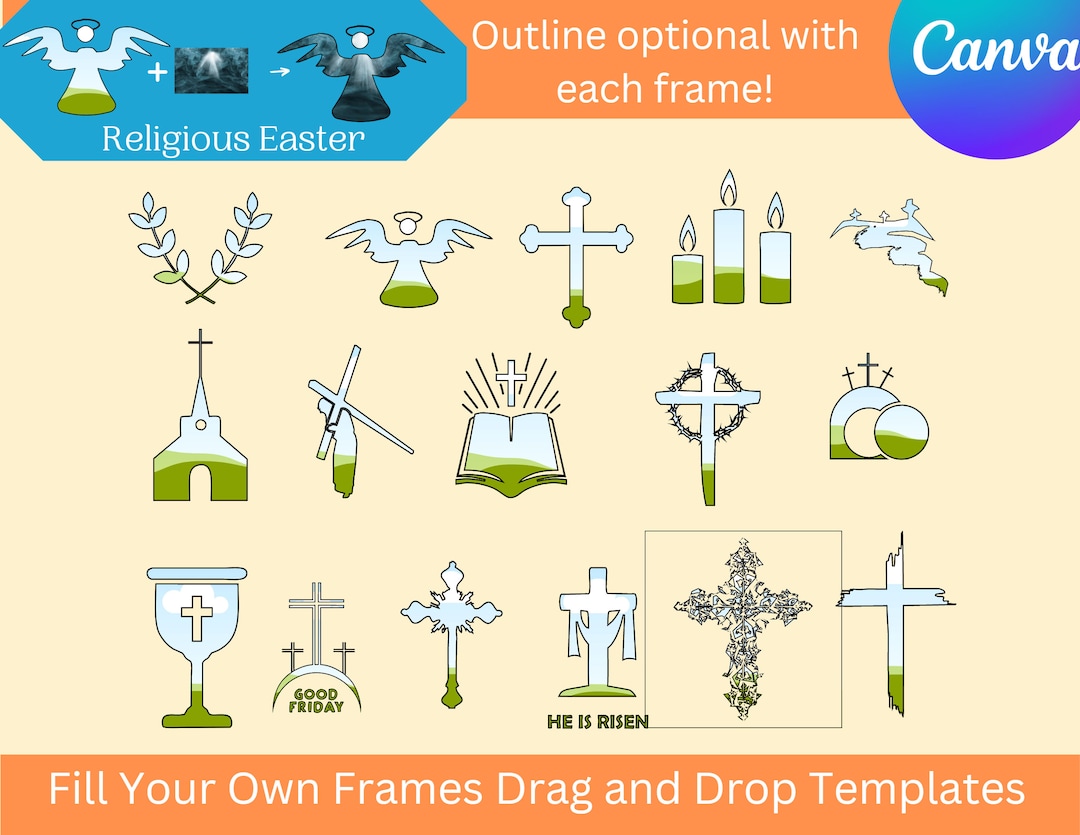 Religious Christian Easter Canva Frames, Commercial and Personal ...