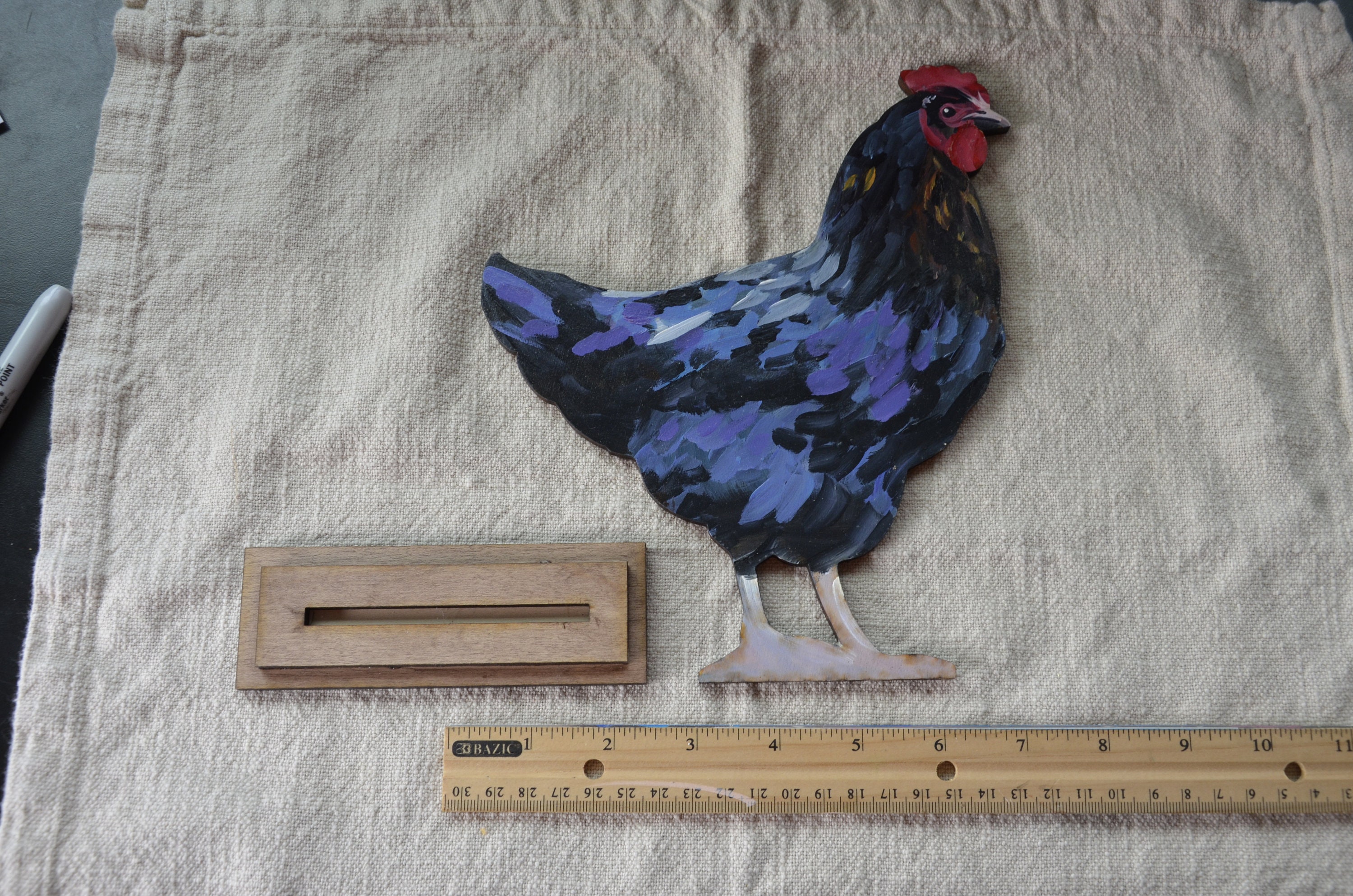 Hand Painted Wooden Chicken Decoration - Etsy