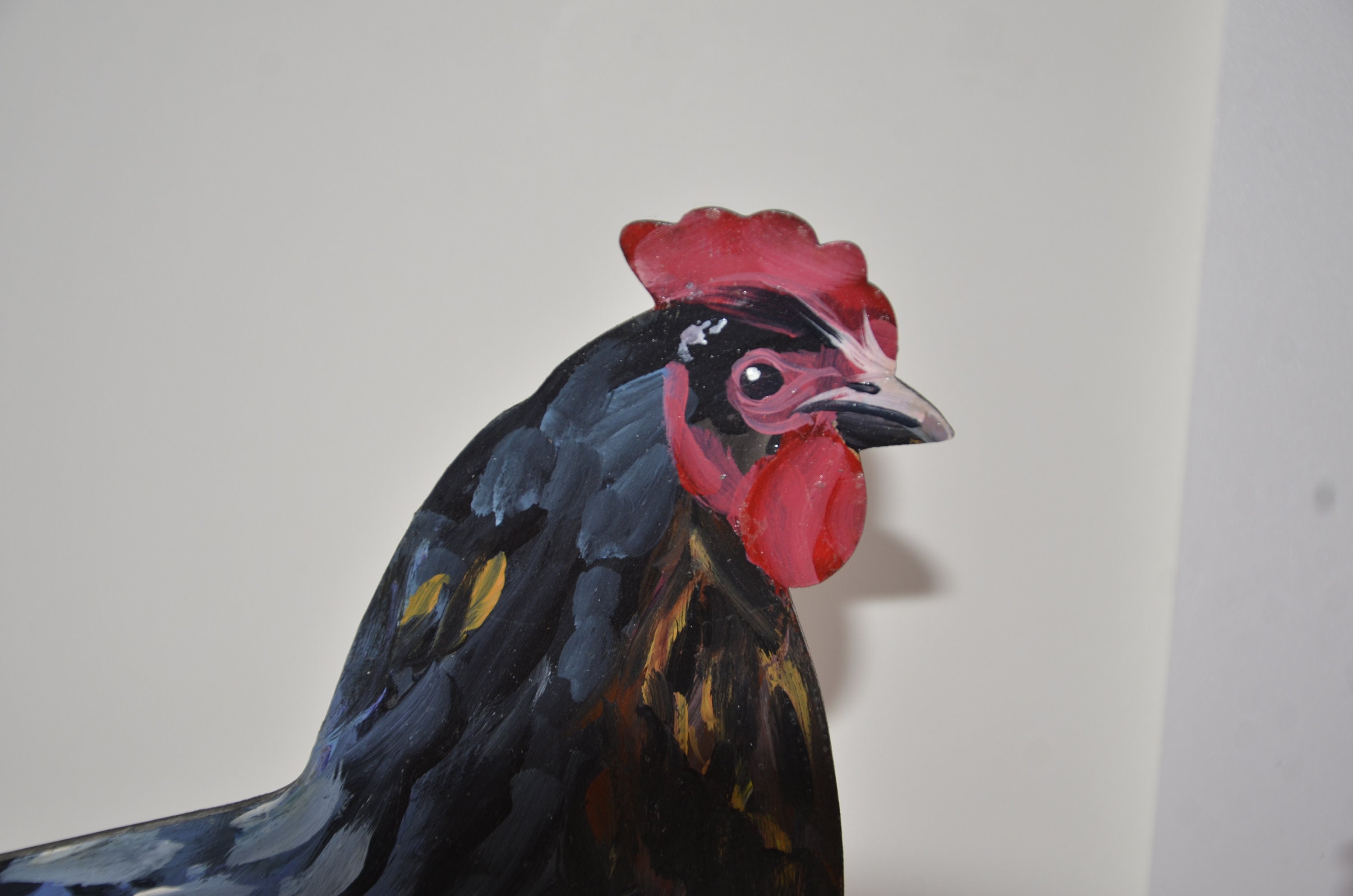 Hand Painted Wooden Chicken Decoration - Etsy