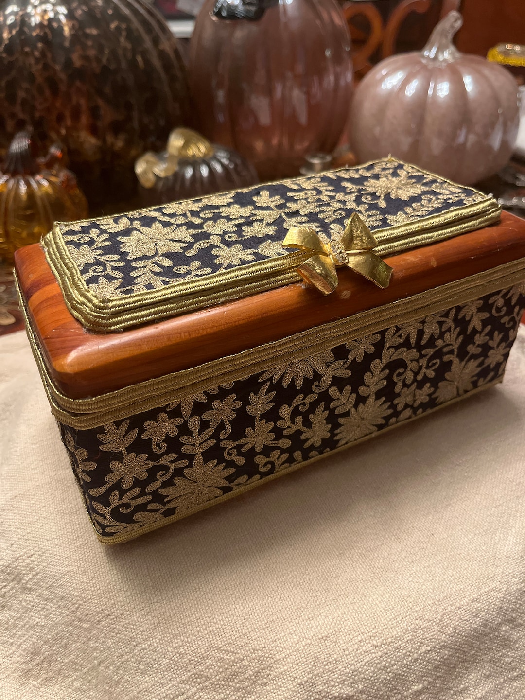 Navy and Gold Upcycled Jewelry Box - Etsy