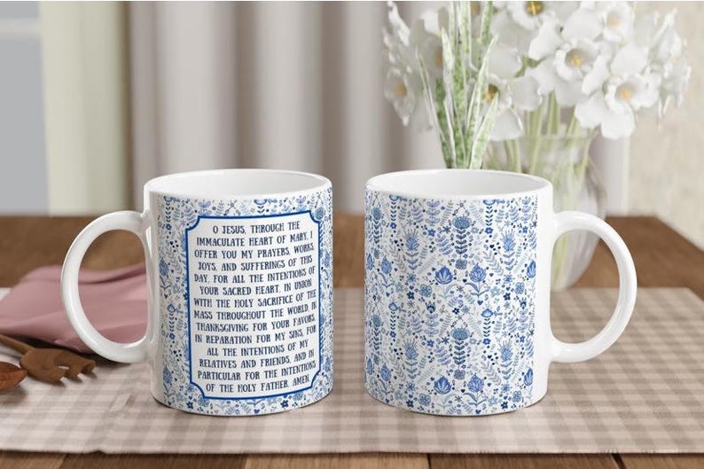 Traditional Catholic Morning Offering Prayer Mug for Coffee or Tea ...