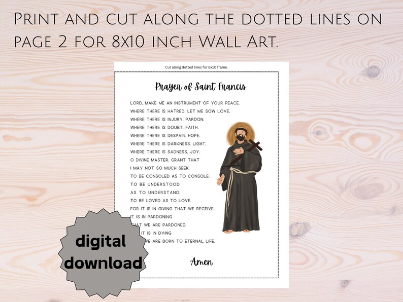 St. Francis Prayer Printable: Catholic Art, Holy Card (PDF) - Etsy