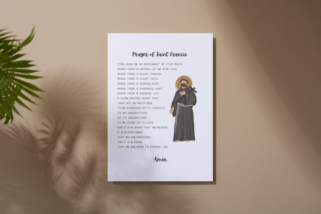 St. Francis Prayer Printable, Catholic Wall Art, Assisi Quotes Digital ...