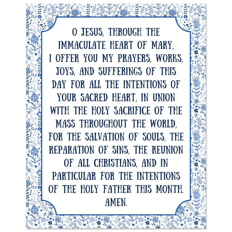 Catholic Morning Offering Prayer 8x10 Poster Print - Etsy