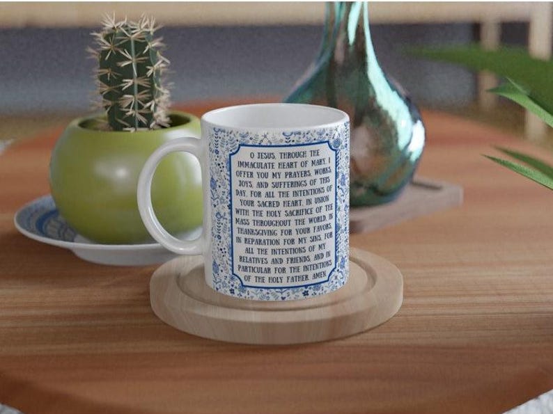 Traditional Catholic Morning Offering Prayer Mug for Coffee or Tea ...