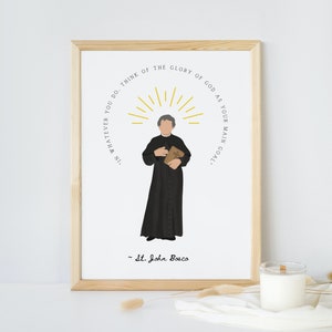 Saint John Bosco Catholic Art Print: Inspirational Religious Quote Wall ...