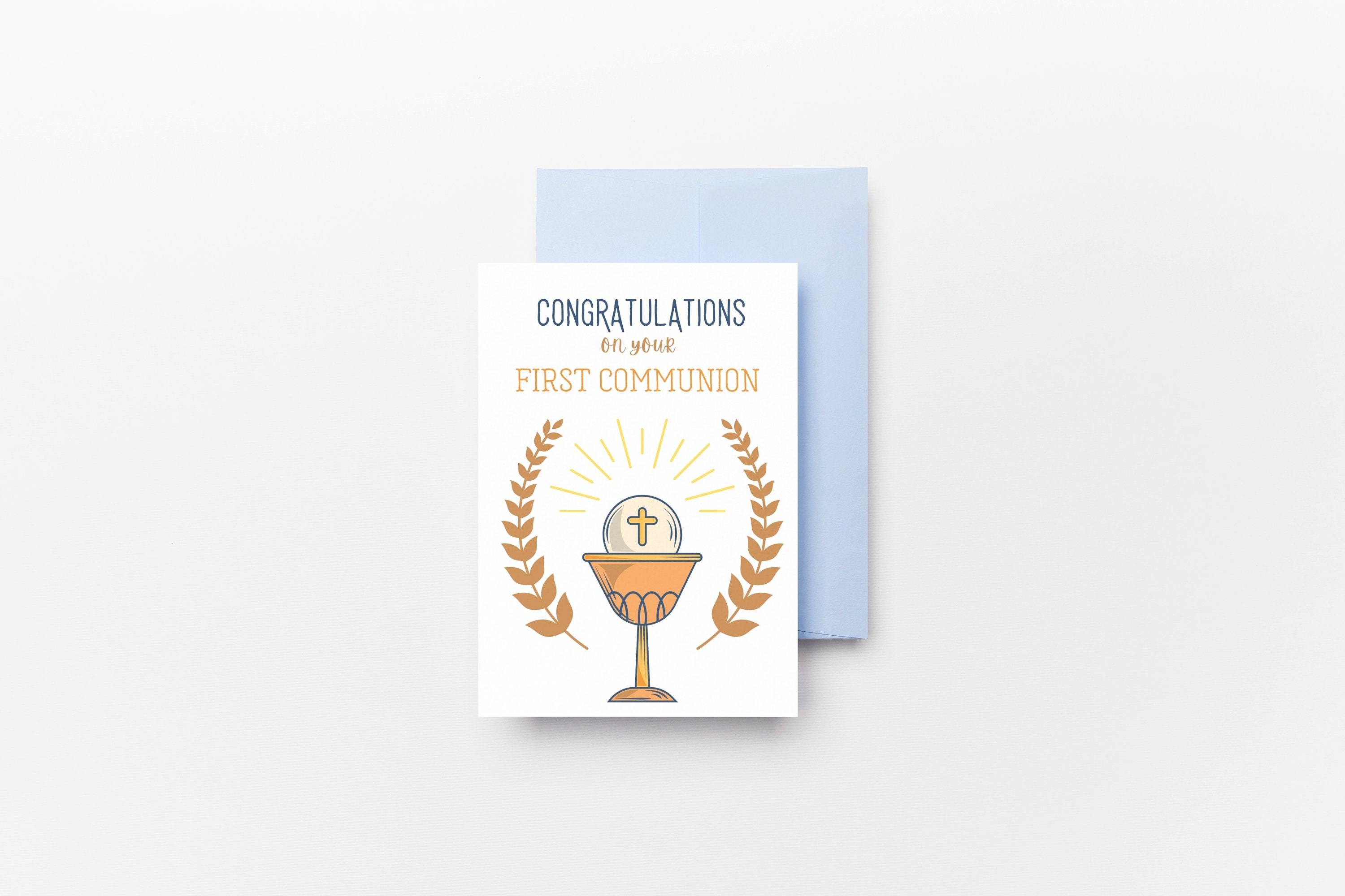 First Communion Card Printable Catholic First Eucharist Congratulations ...