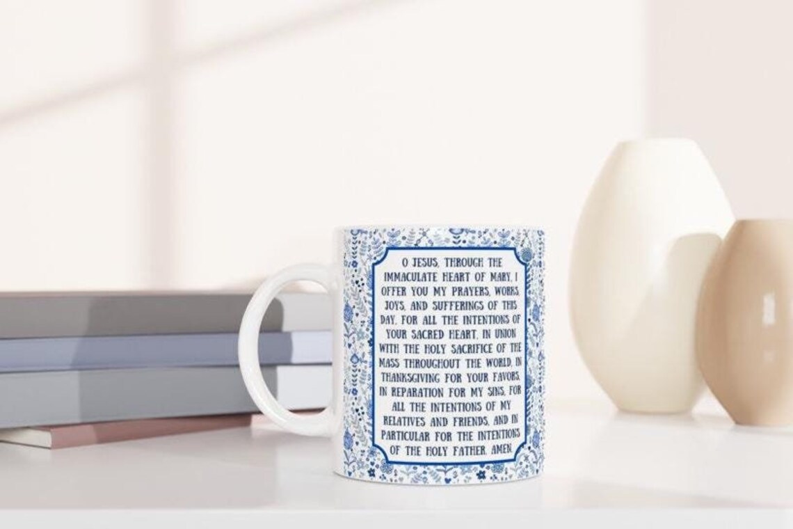 Traditional Catholic Morning Offering Prayer Mug for Coffee or Tea ...
