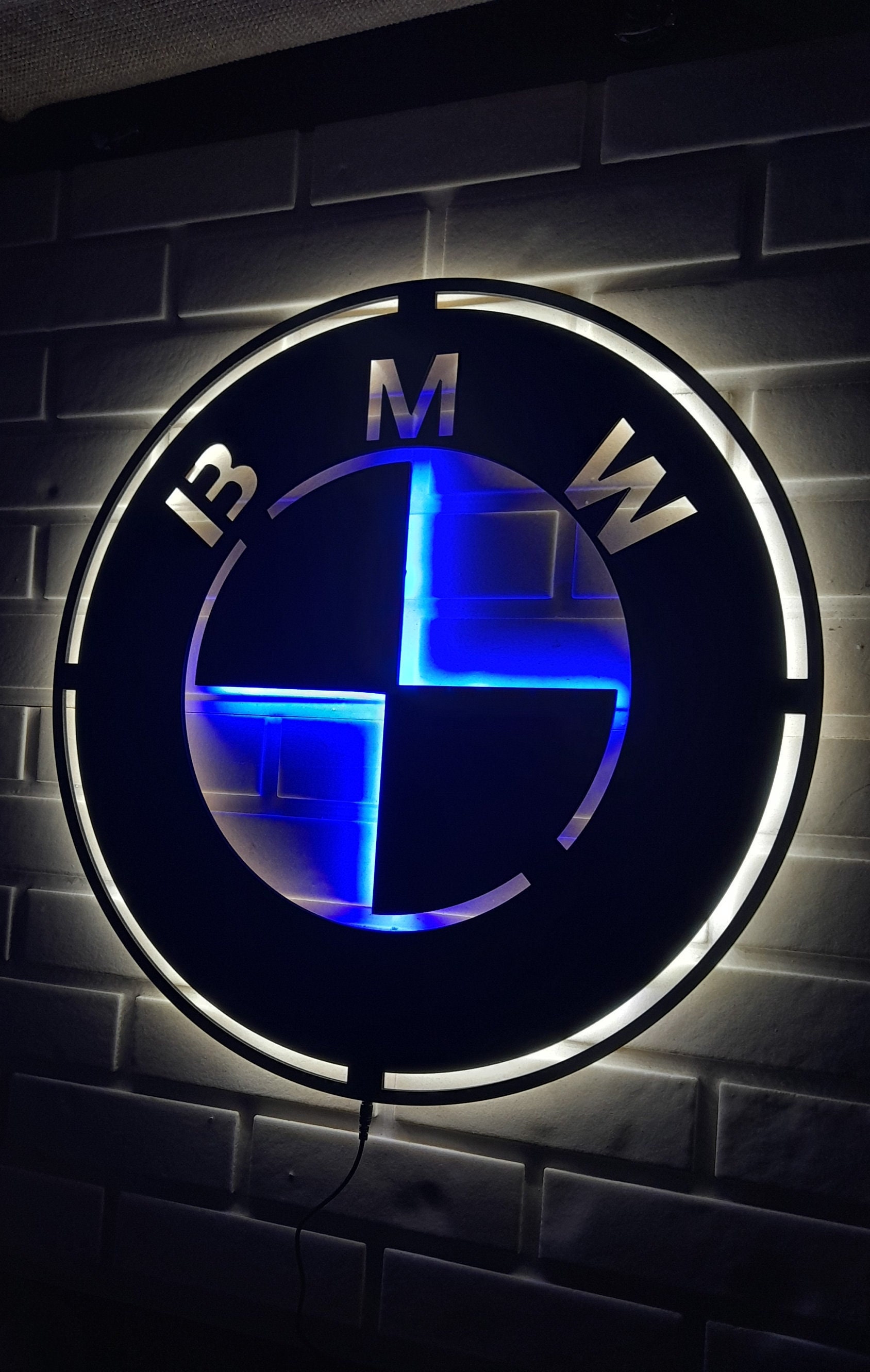 BMW Led Sign BMW Led Light BMW Logo Car Logo Wood Wall - Etsy