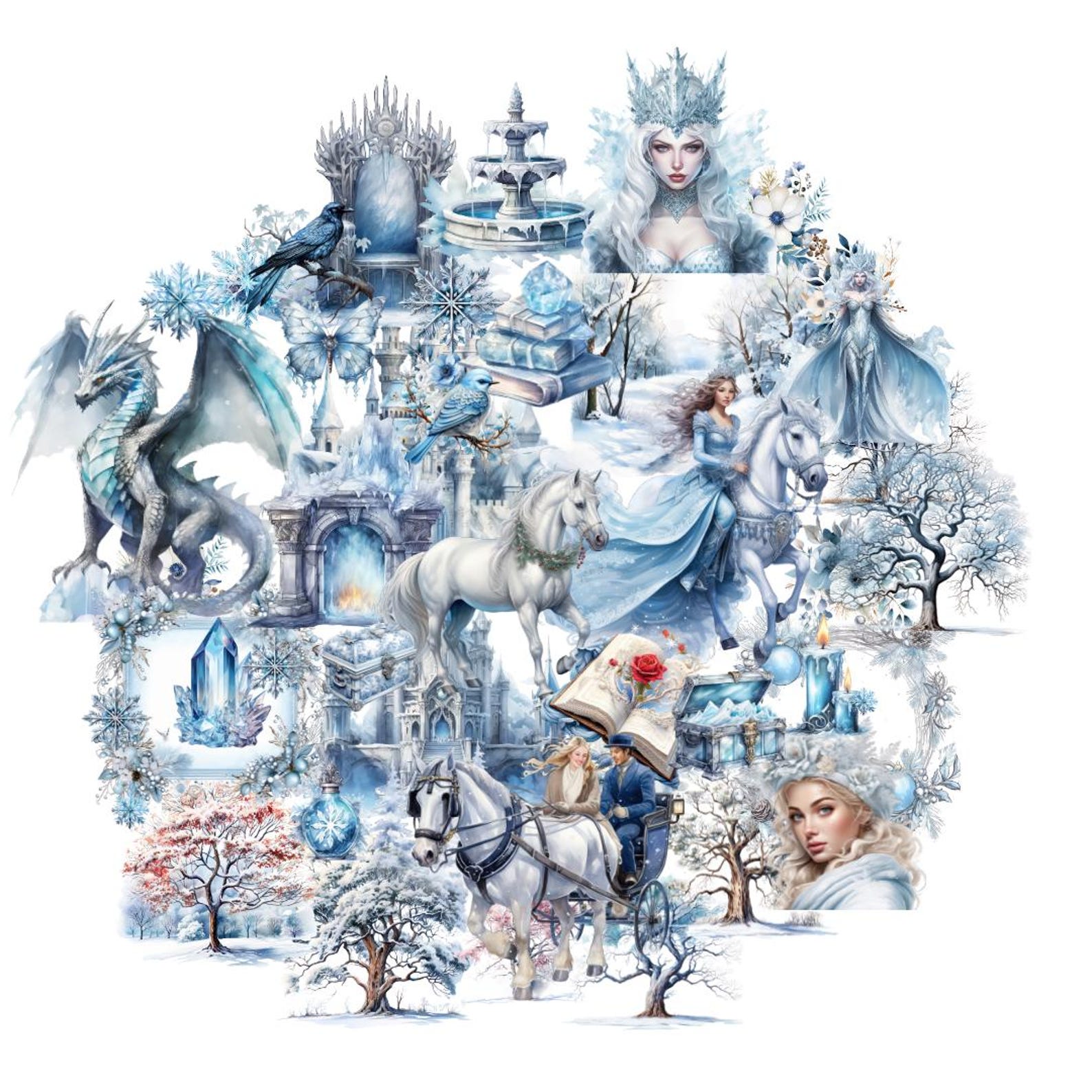 50 Frozen Princess & Castle Stickers | A4 Digital Sticker Sheets ...