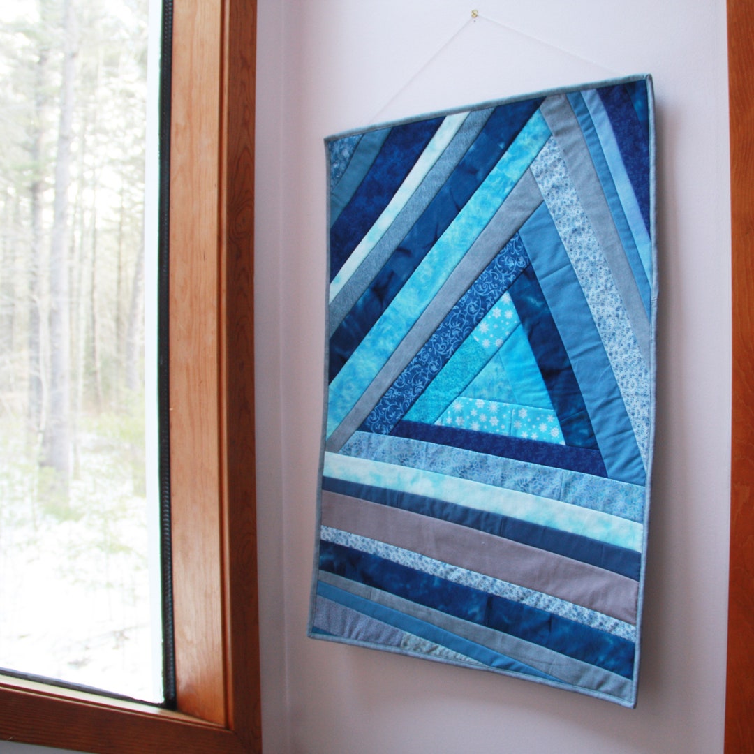 Icy Blue and Gray Triangle Original Wall Hanging - Etsy