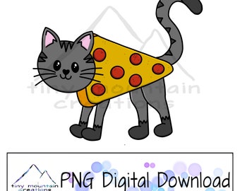 Pizza Skateboard Cat Clipart, PNG, Instant Download for Sublimation ...