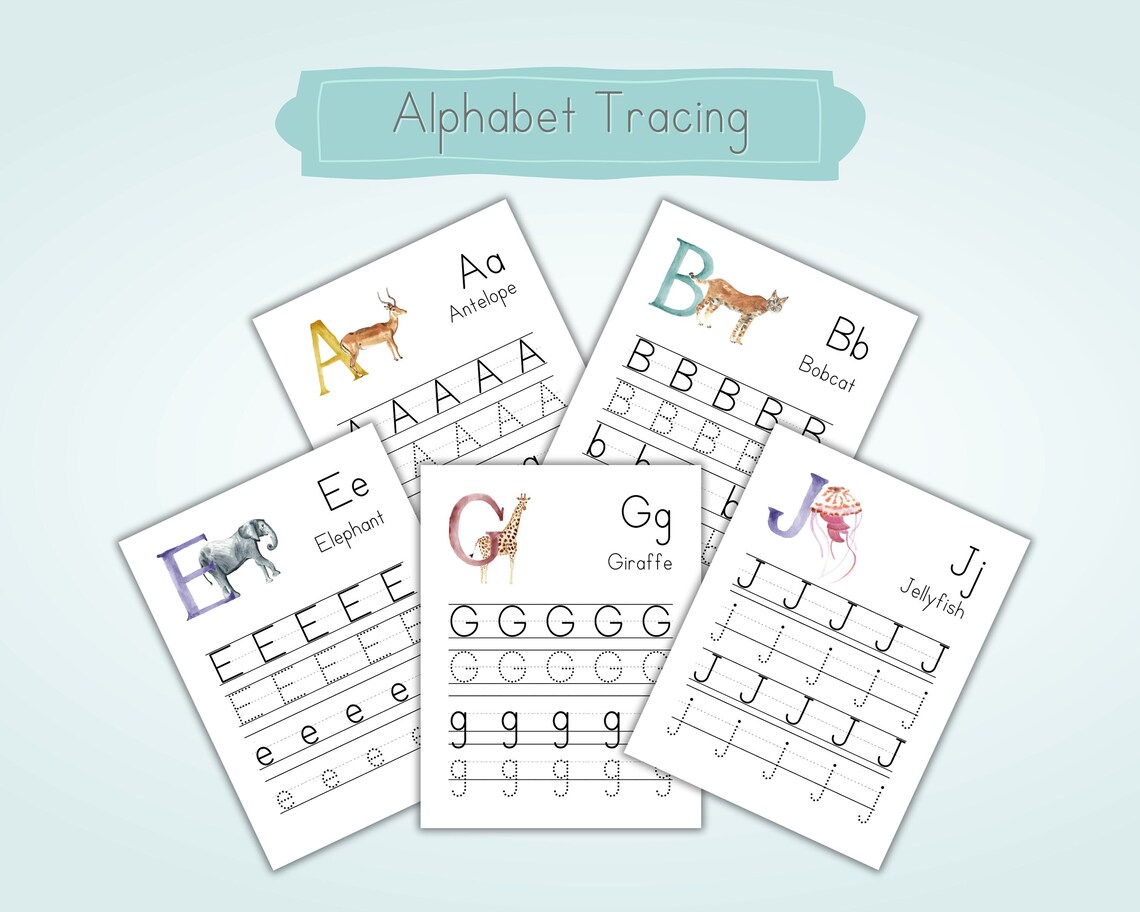 Kindergarten Handwriting Printables Animal Alphabet Letter - Etsy