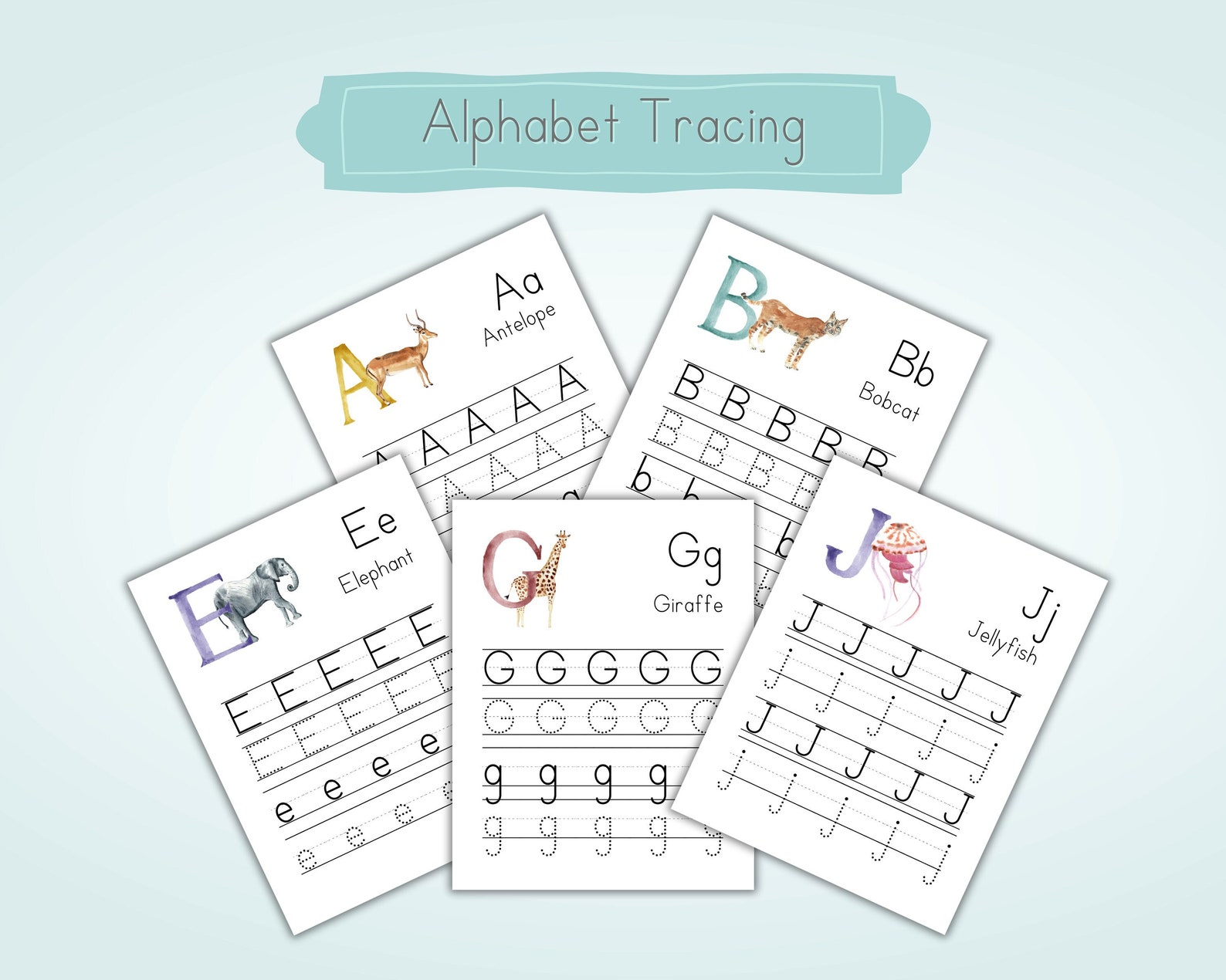 Kindergarten Handwriting Printables Animal Alphabet Letter - Etsy