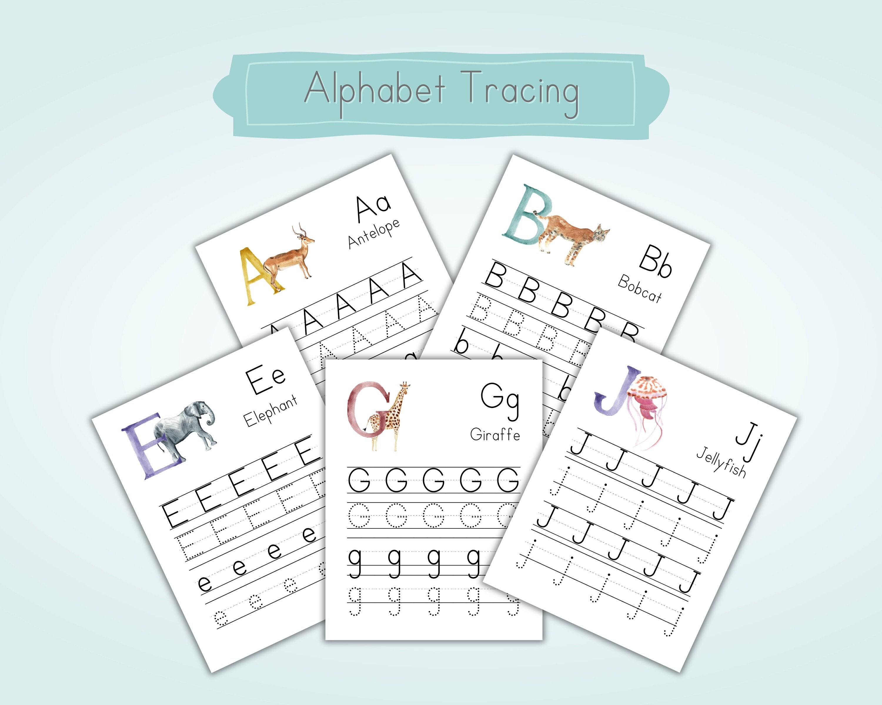 Kindergarten Handwriting Printables Animal Alphabet Letter - Etsy
