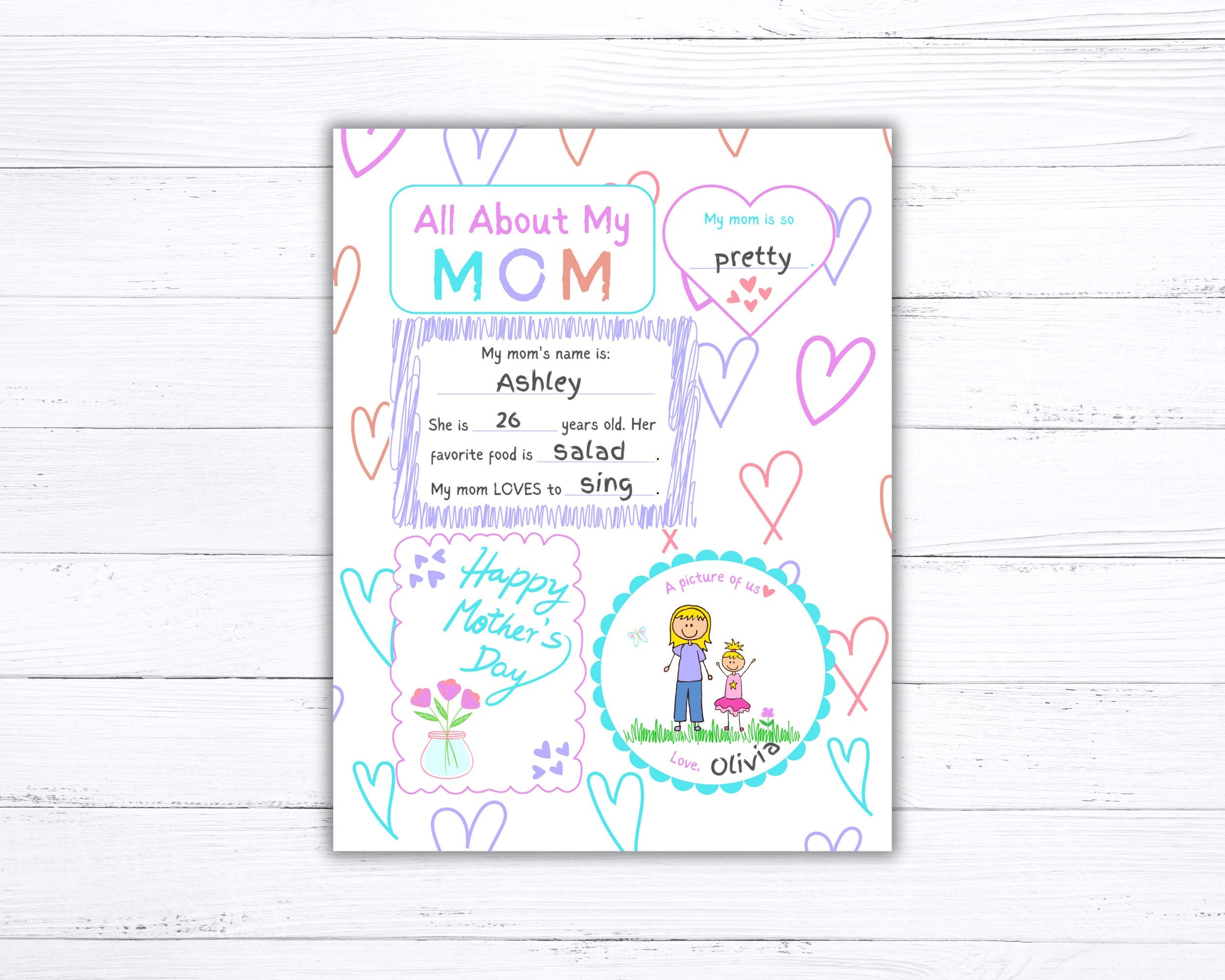 Mother's Day Survey Printable, Gift for Moms, All About My Mom, Kids ...