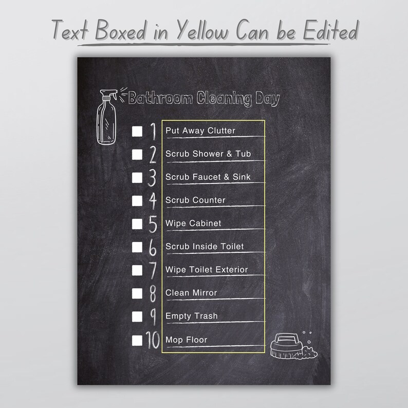 Editable Cleaning Checklist for Child, Cleaning Planner, Bathroom, Kids ...