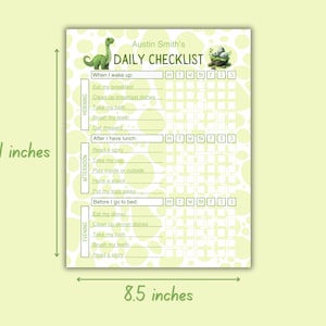 Dinosaur Checklist for Kids Chore Chart Daily Checklist Daily Routine ...