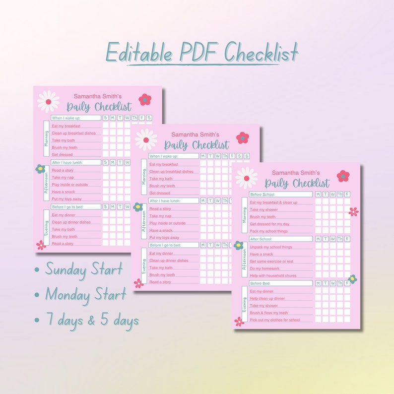 Kids Chore Chart, Editable Personalized Checklist, Chore Chart, Kids ...