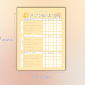 Boho Rainbow Checklist for Kids Chore Chart Daily Checklist Daily ...