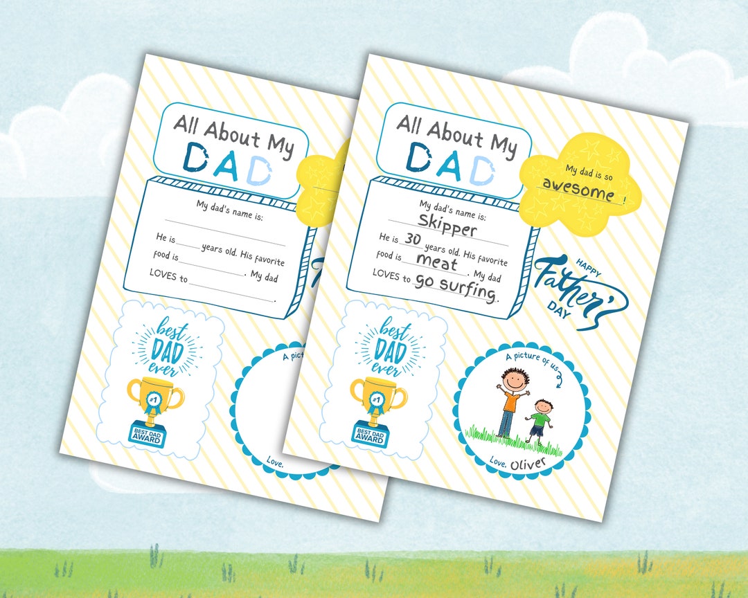 Father's Day Survey, Kids Craft, Kids Questionnaire, Preschool Activity ...