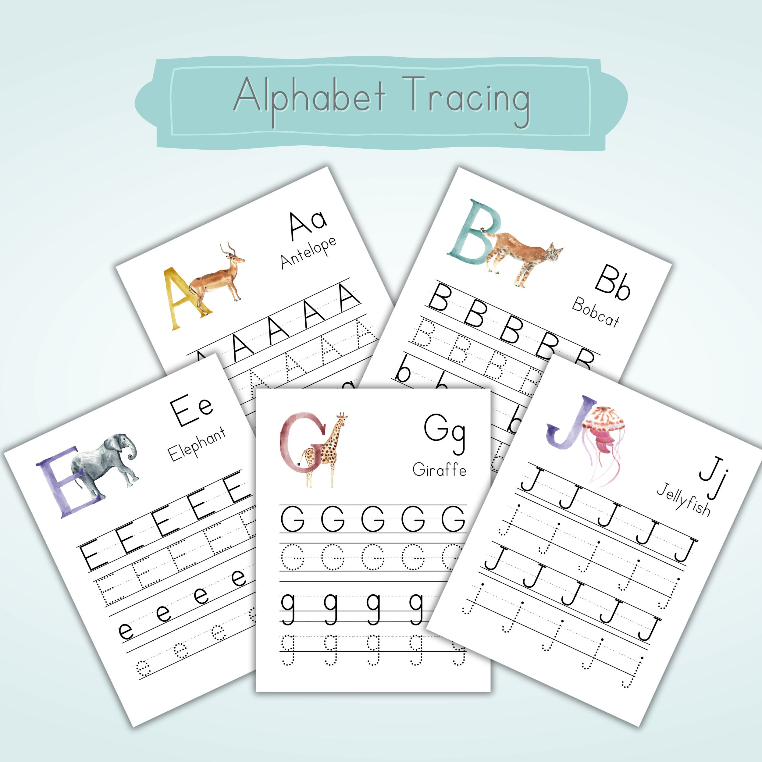 Kindergarten Handwriting Bundle, Letter Tracing, Alphabet Flash Cards ...