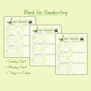 Dinosaur Checklist for Kids Chore Chart Daily Checklist Daily Routine ...