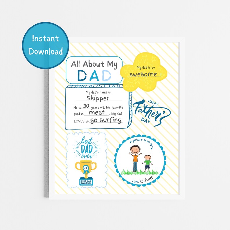 Father's Day Questionnaire, Father's Day Gift, Father's Day Survey, All ...