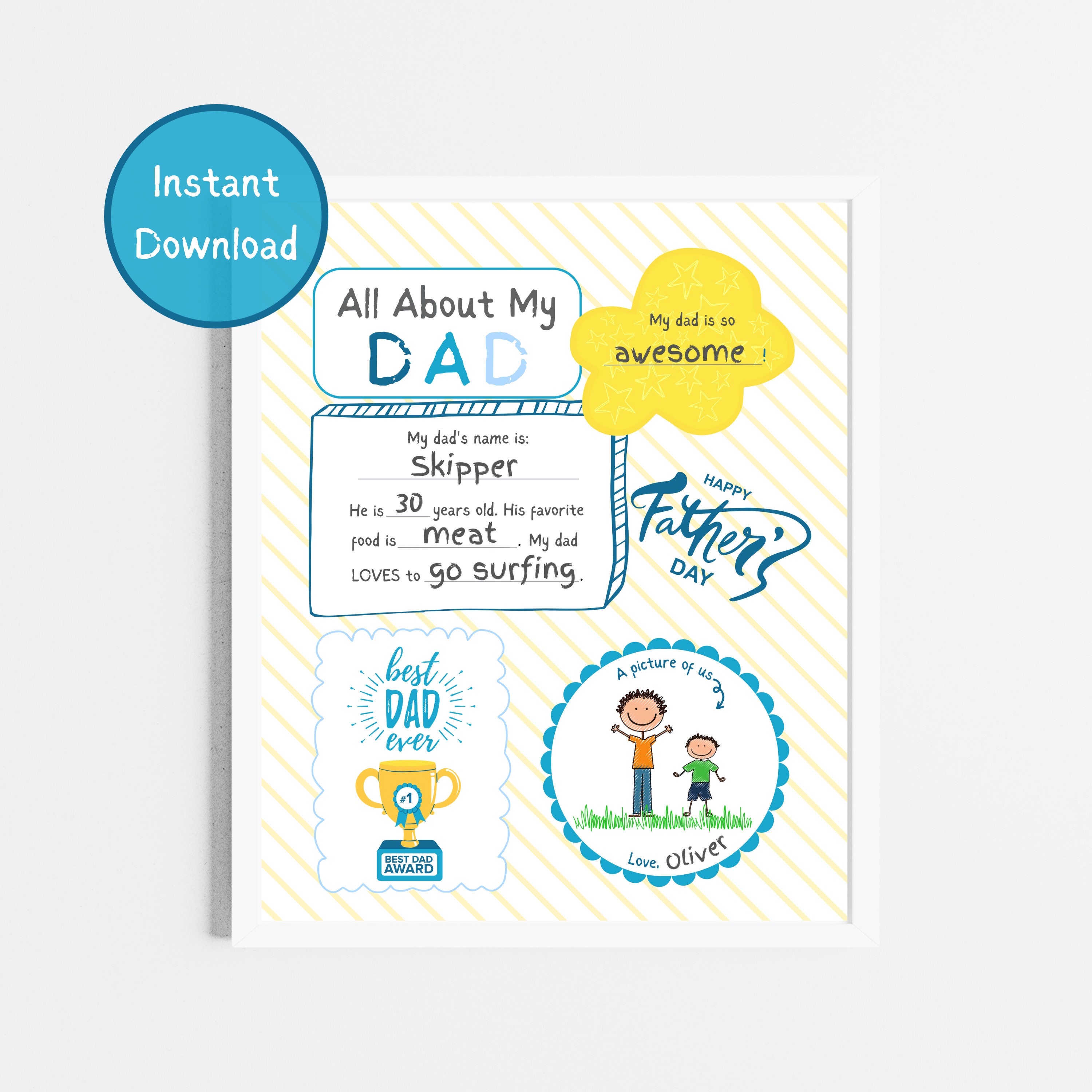 Father's Day Questionnaire, Father's Day Gift, Father's Day Survey, All ...