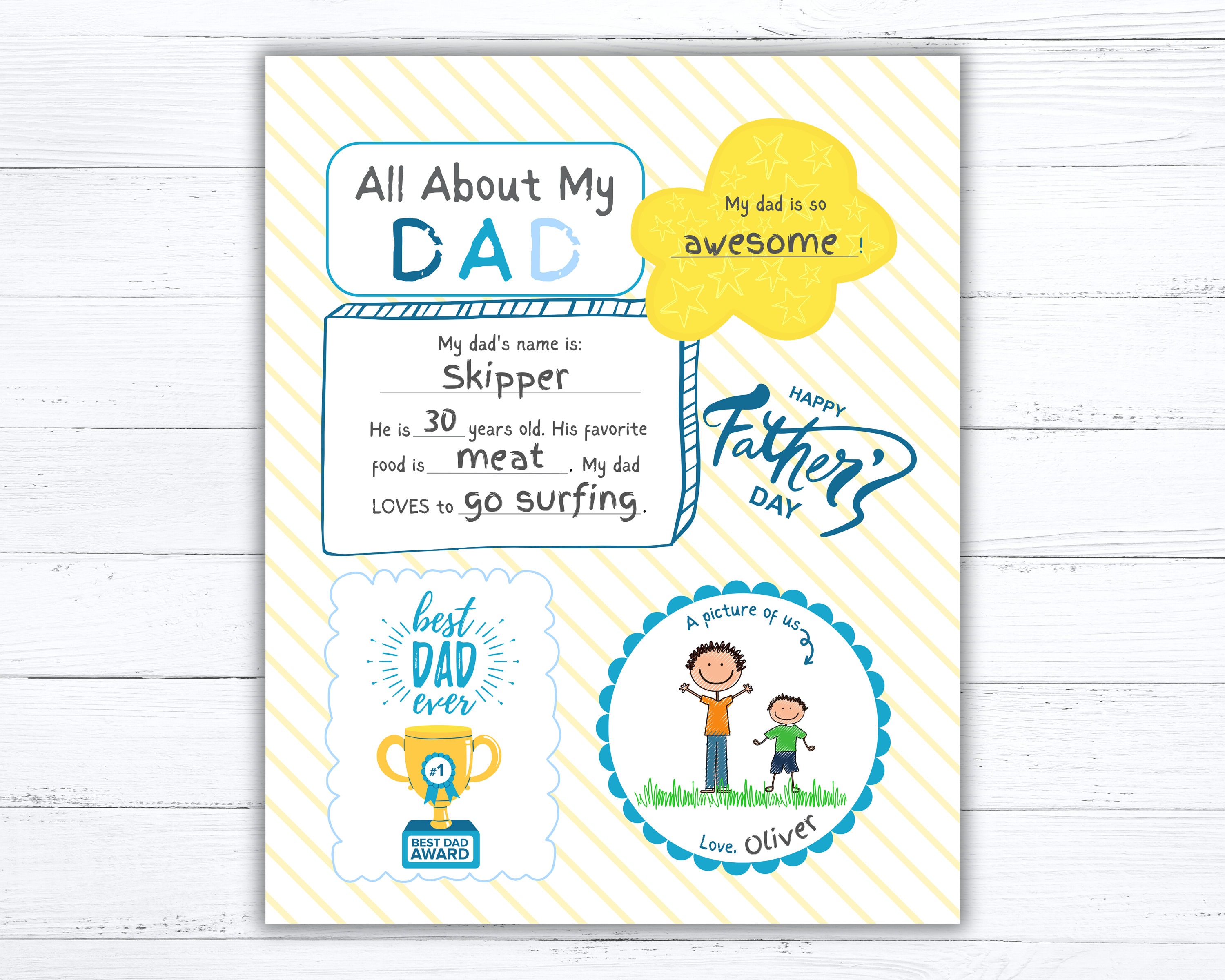 Father's Day Questionnaire, Father's Day Gift, Father's Day Survey, All ...
