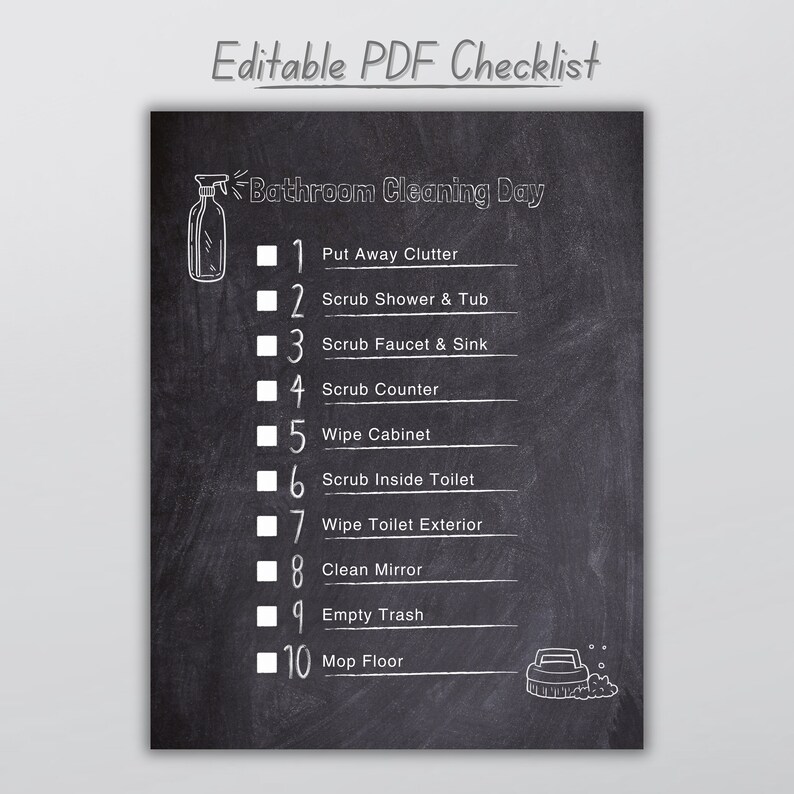Editable Cleaning Checklist for Child, Cleaning Planner, Bathroom, Kids ...
