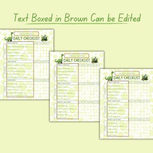 Dinosaur Checklist for Kids Chore Chart Daily Checklist Daily Routine ...