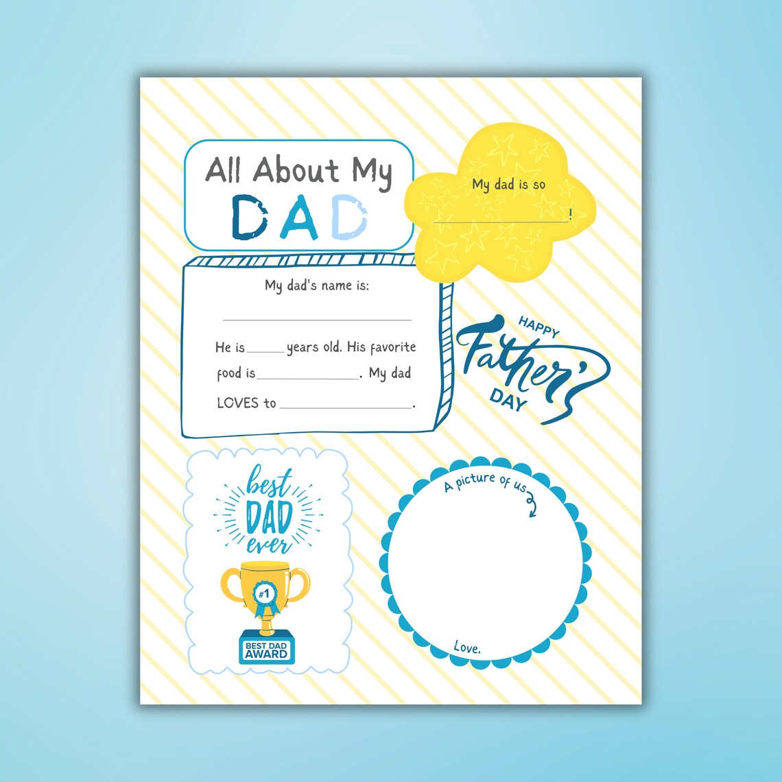 Father's Day Questionnaire, Father's Day Gift, Father's Day Survey, All ...