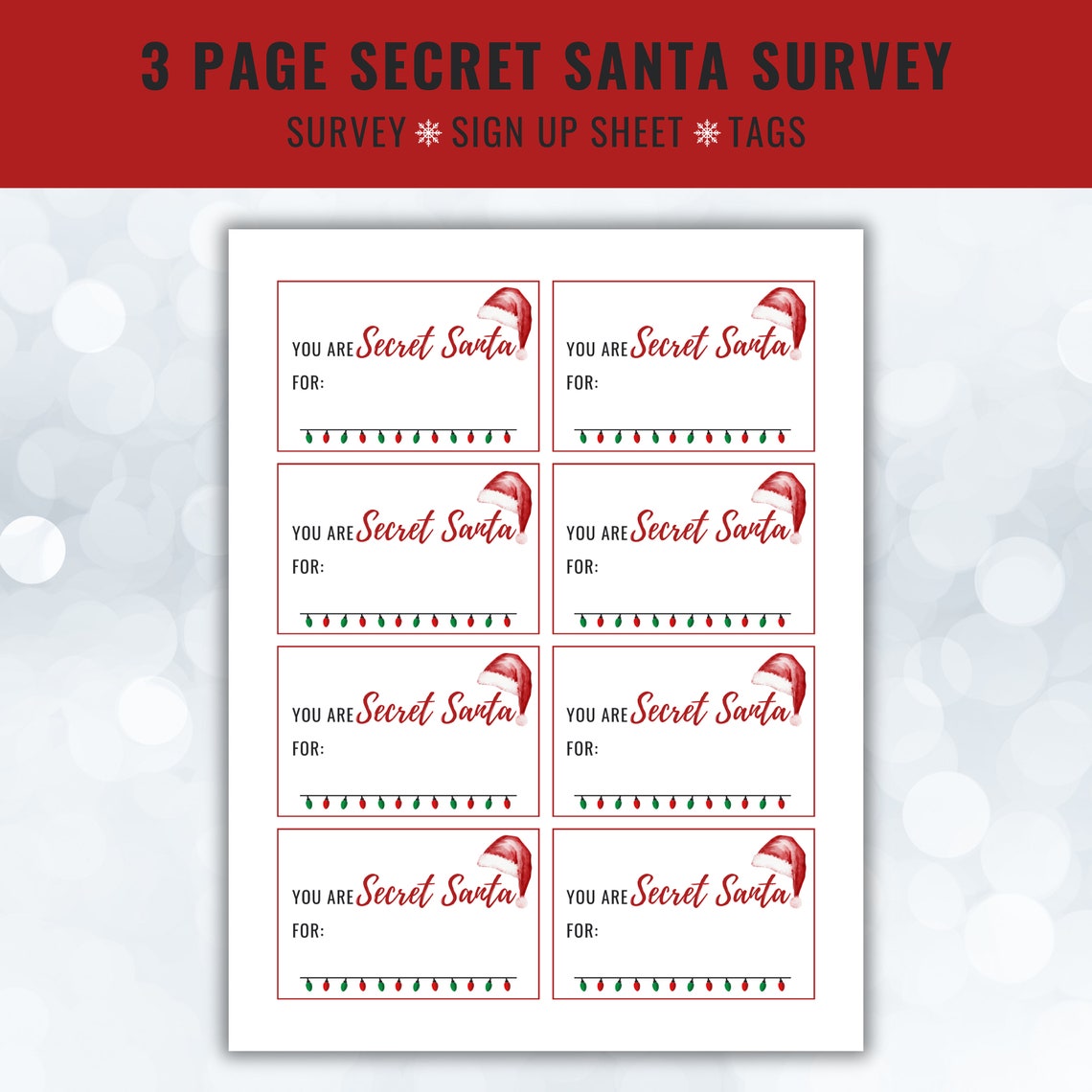 Christmas Gift Exchange, Secret Santa Survey Questionnaire for ...