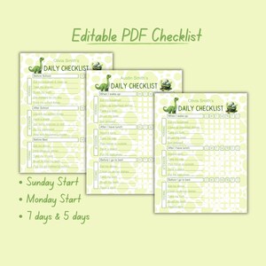 Dinosaur Checklist for Kids Chore Chart Daily Checklist Daily Routine ...