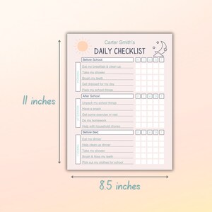Kids Chore Chart, Editable Personalized Kids Checklist, Daily Checklist ...