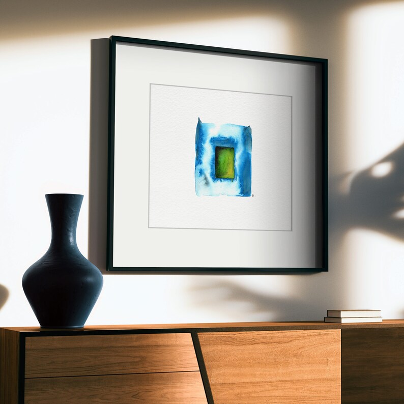 Blue Box Green Box | Watercolor Painting Print, Modern Art, Fine Art ...