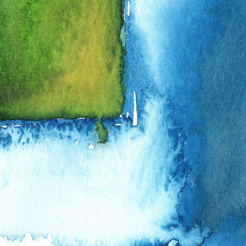 Blue Box Green Box | Watercolor Painting Print, Modern Art, Fine Art ...
