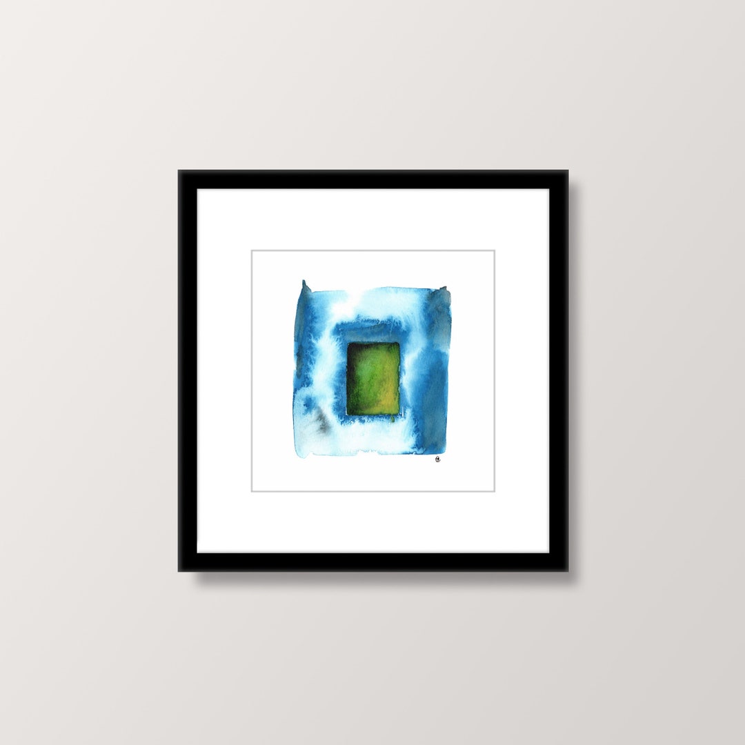 Blue Box Green Box | Watercolor Painting Print, Modern Art, Fine Art ...