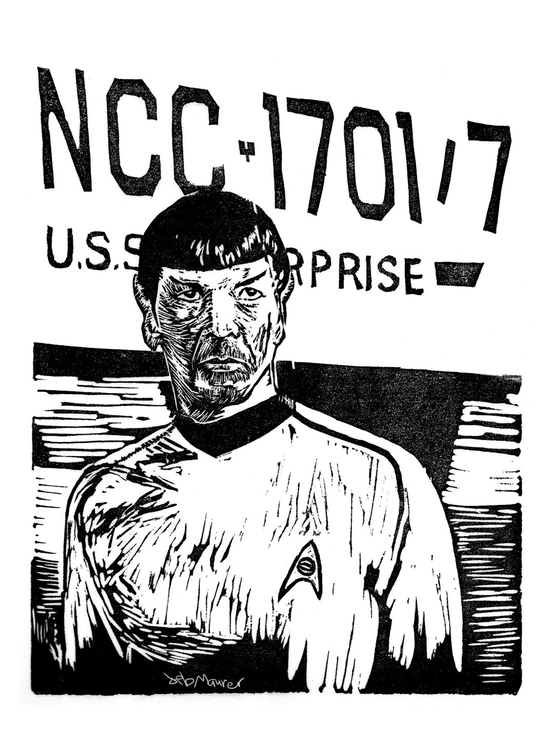 First Officer...mr. Spock Digital Download of Original Linocut Print - Etsy