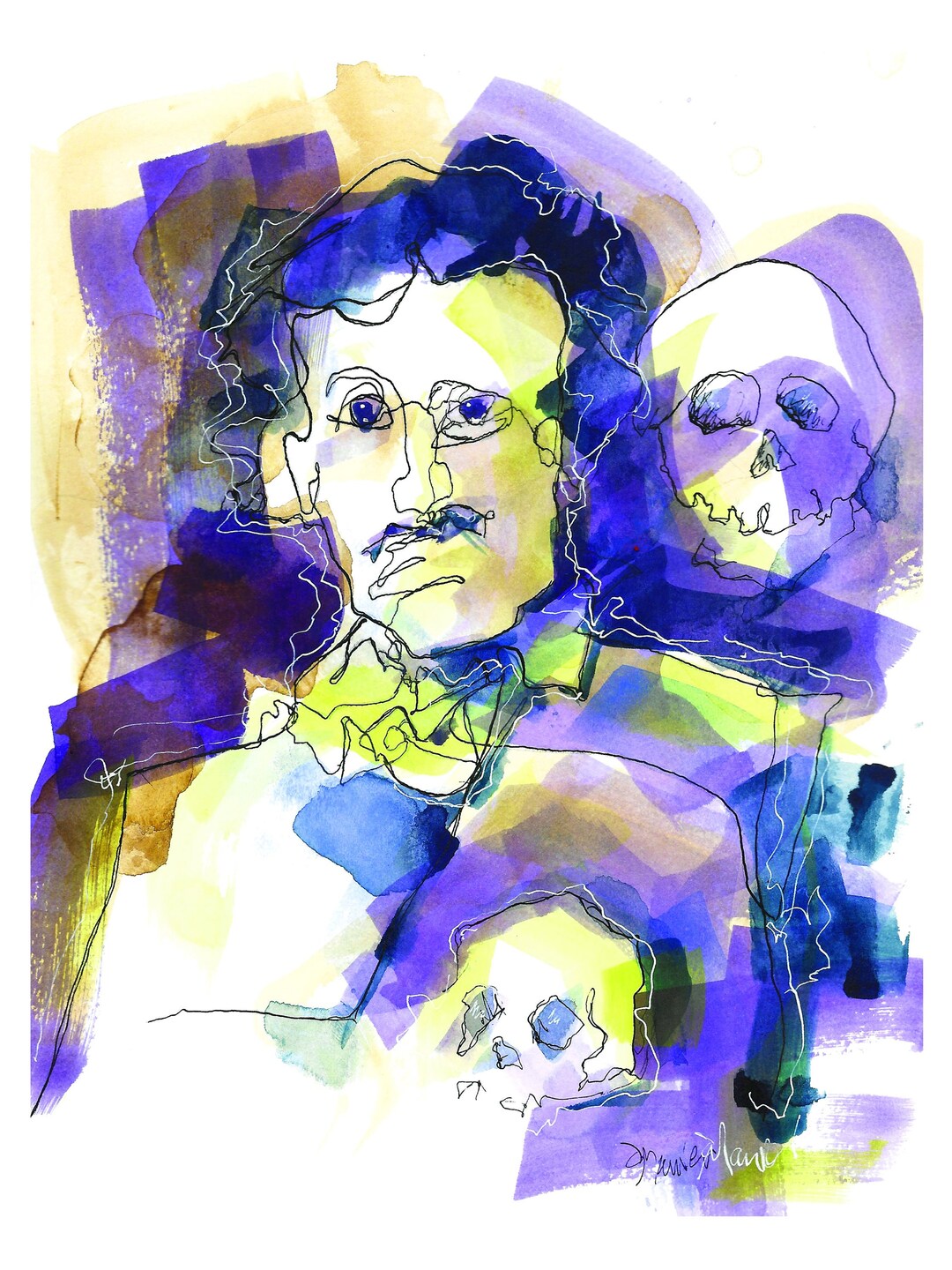 Edgar Allan Poe and His Muse Skulls Digital Download Print Original ...