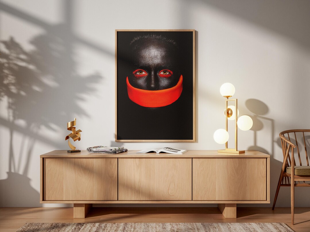 Avant-garde Portrait Print, Black and Orange Fashion, Dramatic Woman ...