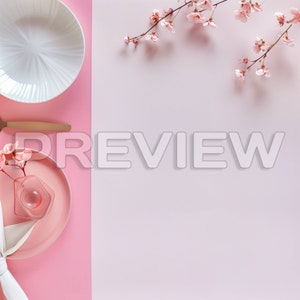 25 X Pink Table Flat Lay Mockup Bundle Add Your Products | Digital ...